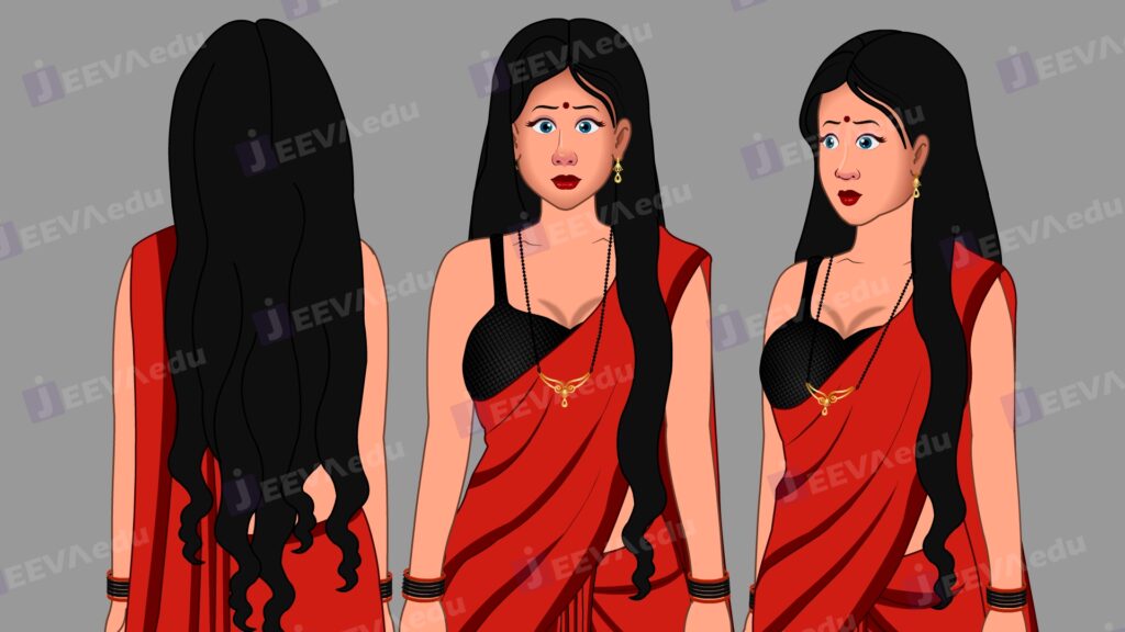 Woman Saree Character 3 View JWSCC3V02 (Adobe Animate Vector) – Jeevaedu