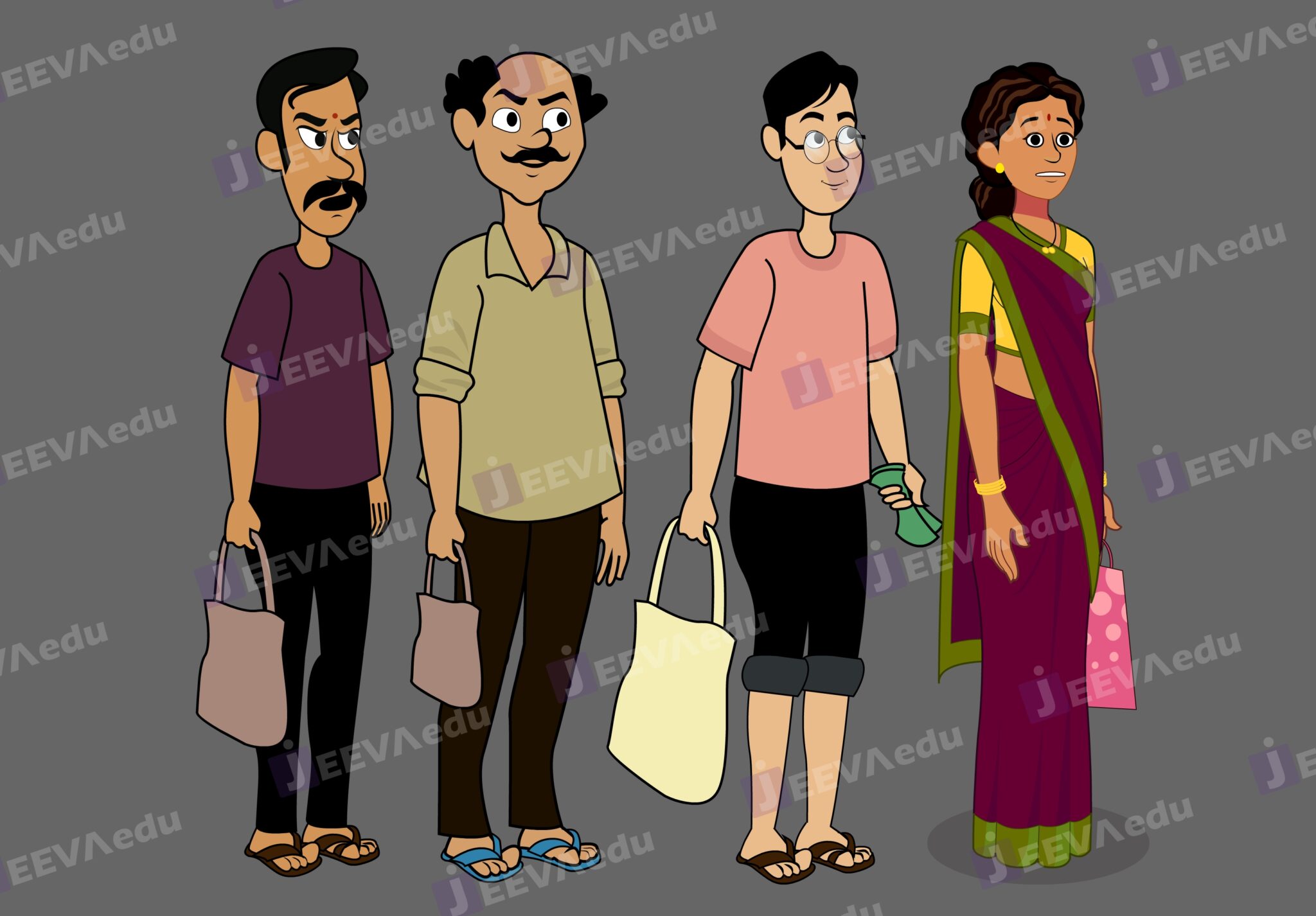 17 Cartoon Characters JCCG01 (Adobe Animate Vector) – Jeevaedu