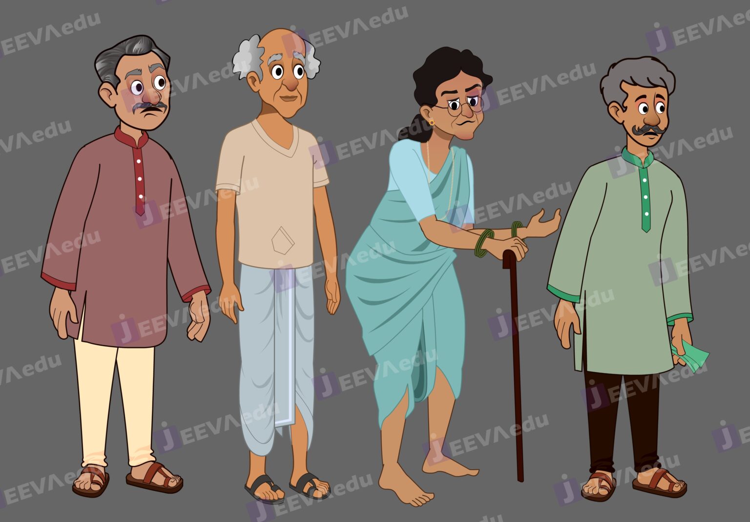 17 Cartoon Characters JCCG01 (Adobe Animate Vector) – Jeevaedu