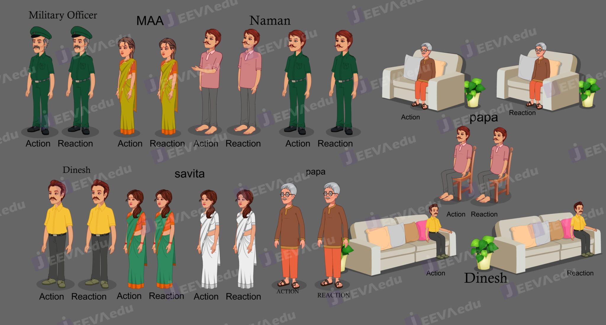 2D Animated Characters J2DACXS01 (Adobe Animate Vector) – Jeevaedu